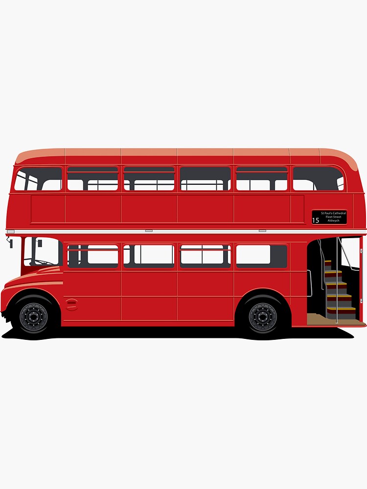"Red London Bus" Sticker by STUDIO-72 | Redbubble
