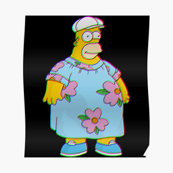 "Homer Wears A Flowered Dress Sticker" Poster for Sale by mooneycann ...