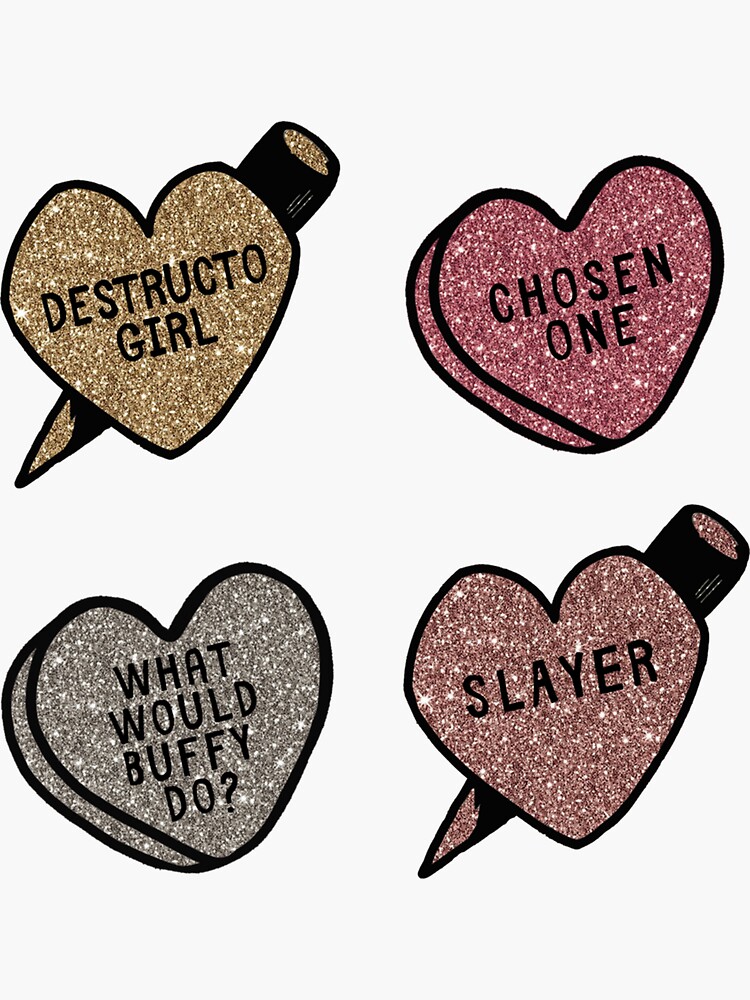 "Buffy Summers Glitter Hearts Buffy Stickers Sticker" Sticker by ...
