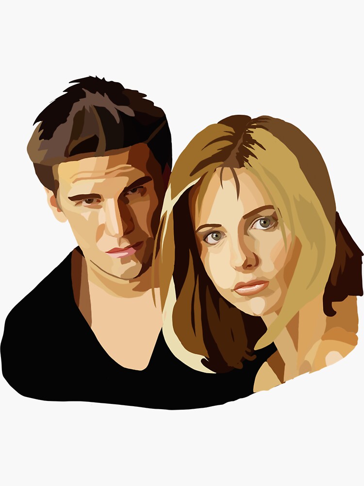 "Angel and Buffy" Sticker by londauhj | Redbubble