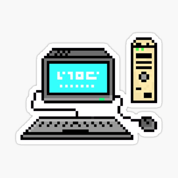 "retro 8-bit pc " Sticker by r-d3signs | Redbubble