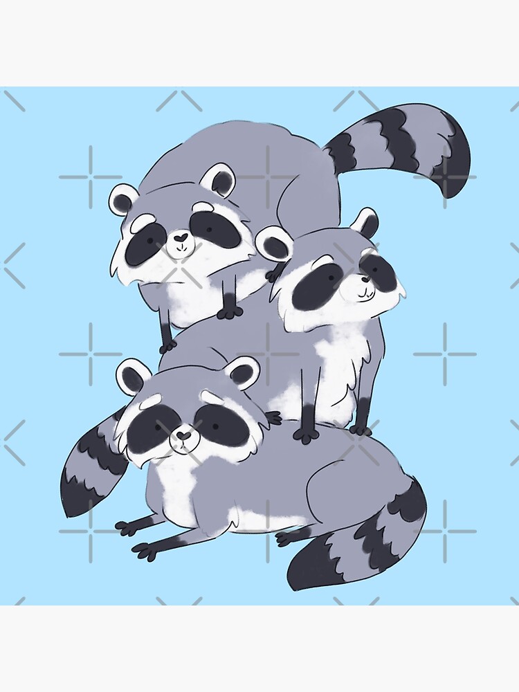 "Raccoon pile- cute cartoon stack of Raccoons family " Poster for Sale ...