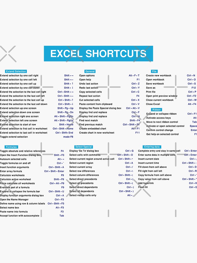 "excel shortcuts" Sticker for Sale by teeashirts | Redbubble