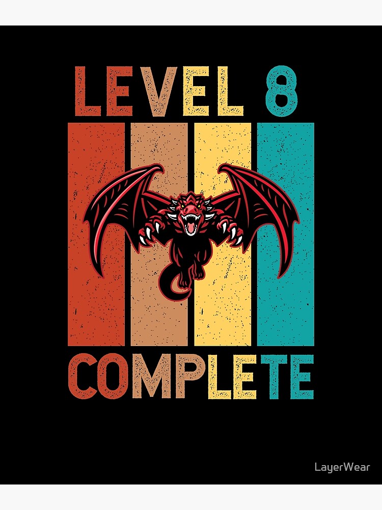 Póster «Nivel 8 completo: regalo de cumpleaños número 8 Dragon Gamer ...
