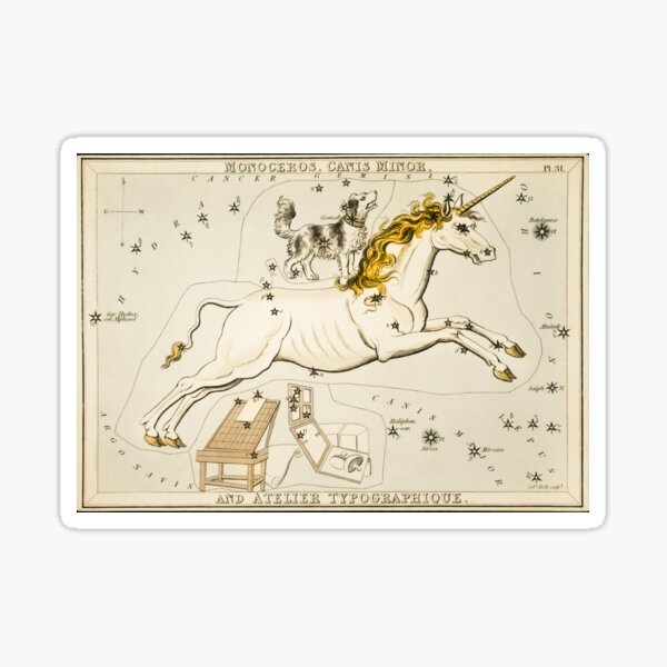 "Vintage Unicorn, Dog and Star Map" Sticker for Sale by Sirio22 | Redbubble