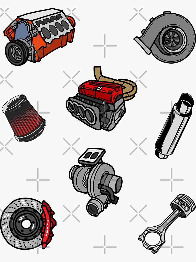 "Car Parts Bundle - Car Enthusiast" Sticker by Dailey-FS | Redbubble