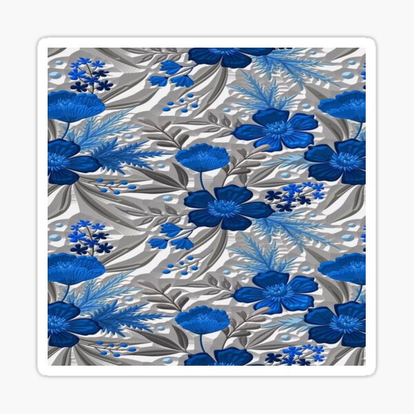 "Silver Flower Digital Art Design" Sticker by cool101dude | Redbubble