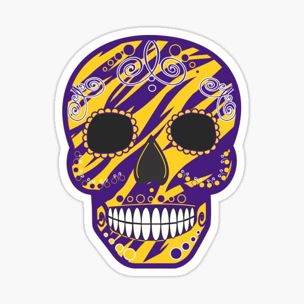 "Purple and Gold Sugar Skull" Sticker by zerrdesign | Redbubble