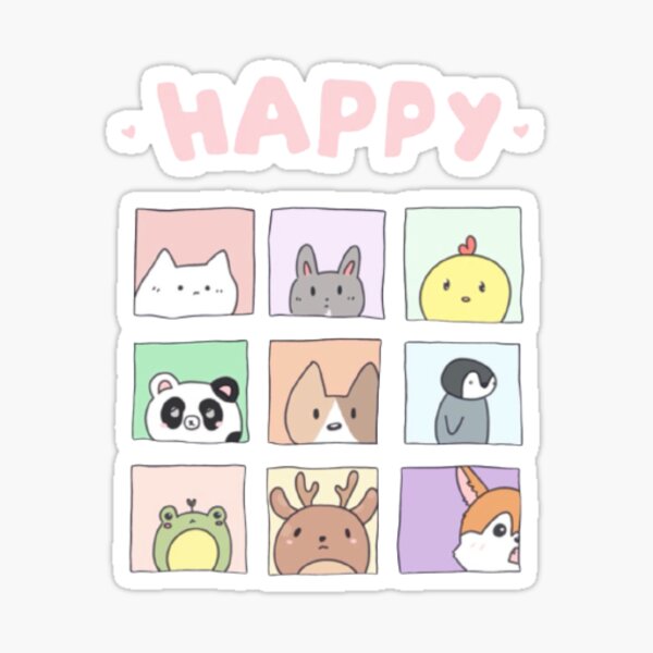"Happy Cute Animals" Sticker for Sale by hello-joelene | Redbubble
