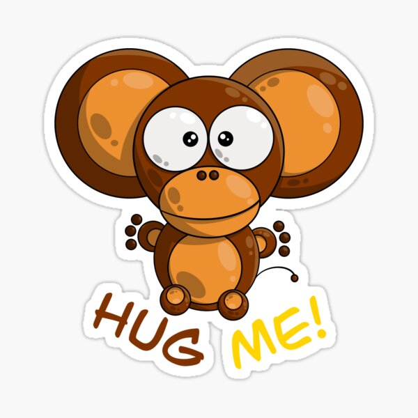 "Monkey hug me" Sticker by KrisML | Redbubble
