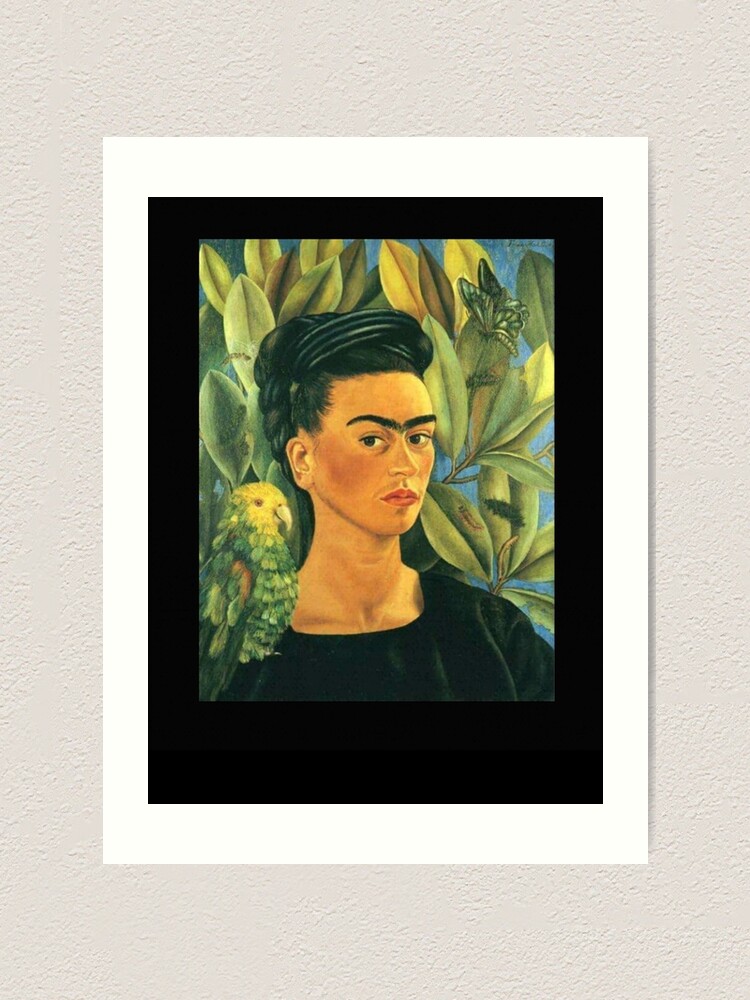 "Frida Kahlo Self Portrait with Bonito Classic" Art Print by ...