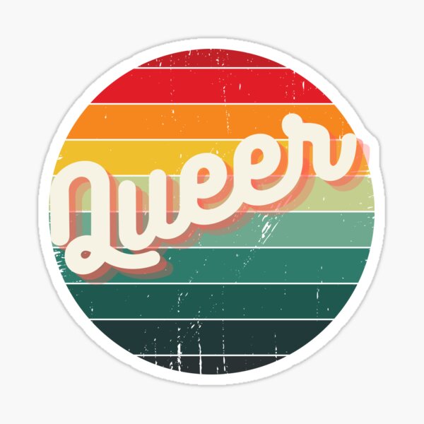 "Rainbow Vintage Sunset Queer Design - Queer" Sticker by BearLoveDesign ...