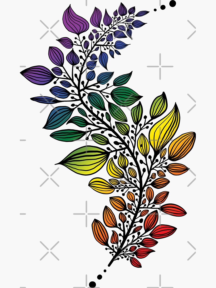 "Subtle Pride Flag Colored Leaves" Sticker by JunoJuniper | Redbubble