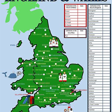"Cathedrals of England and Wales Map" Art Board Print for Sale by ...