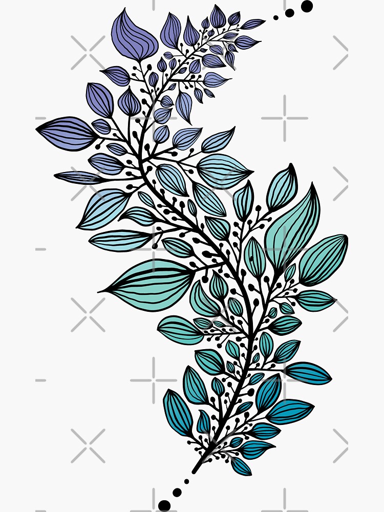 "Subtle Neptunic Colored Leaves" Sticker by JunoJuniper | Redbubble