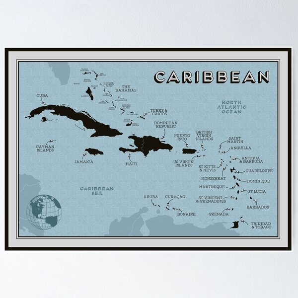 "Map of the Caribbean islands" Poster for Sale by paisleyday | Redbubble