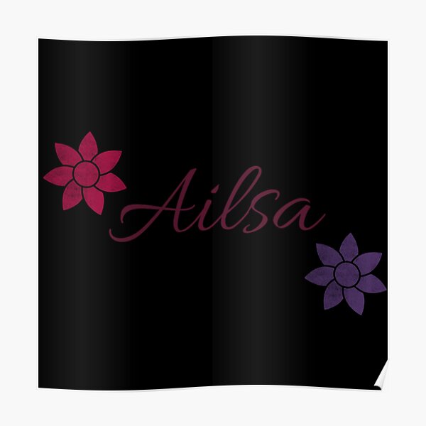 "Ailsa Floral Name Calligraphy Design Black Version" Poster for Sale by ...