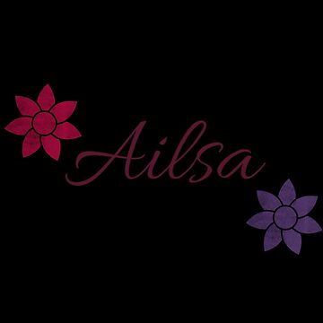"Ailsa Floral Name Calligraphy Design Black Version" Sticker for Sale ...
