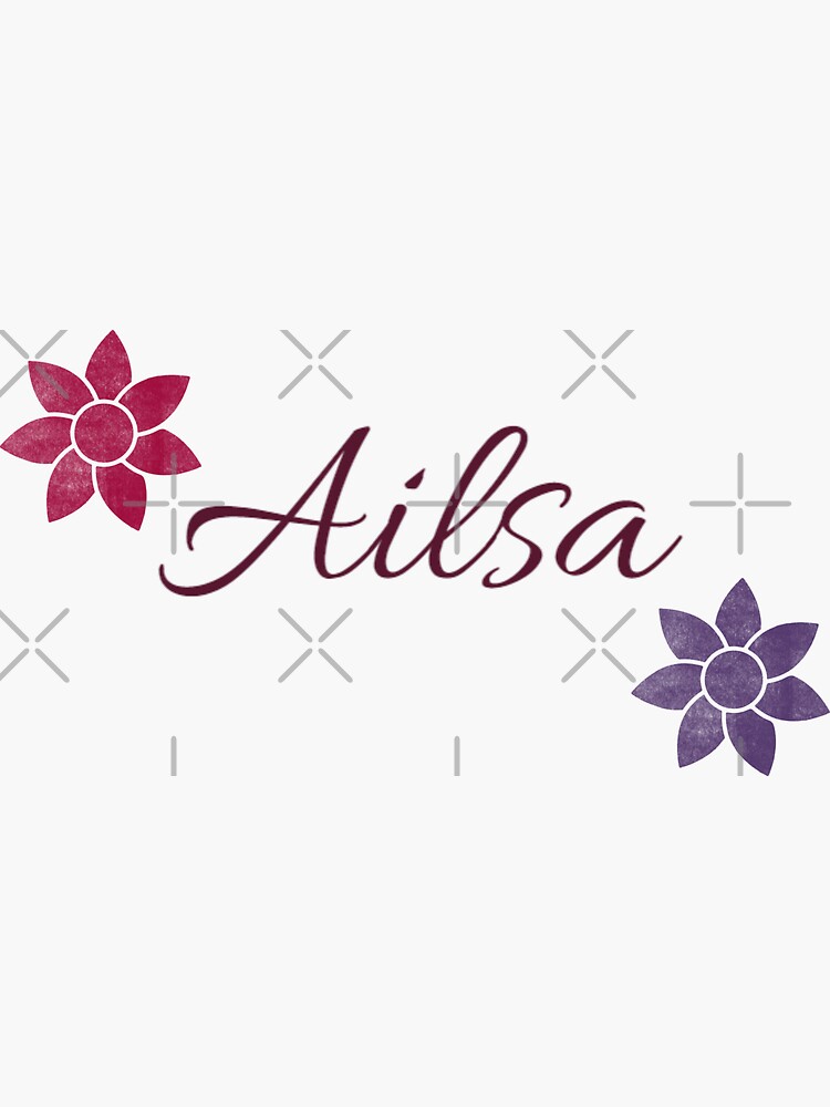 "Ailsa Floral Name Calligraphy Design Black Version" Sticker for Sale ...