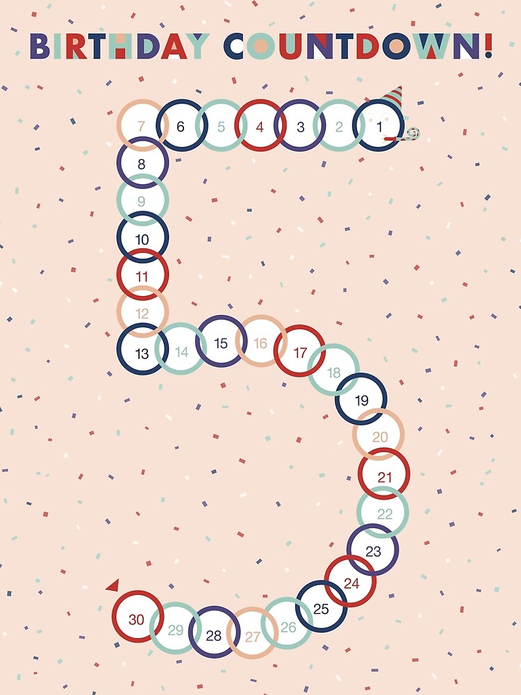 "Turning 5 Birthday Countdown Poster - Red" Poster for Sale by ...