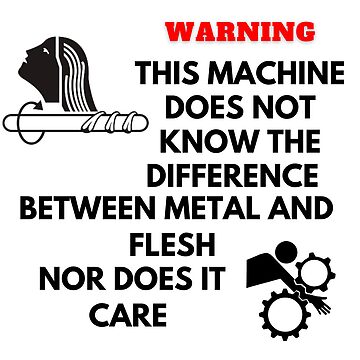 "Machine Warning " Sticker for Sale by Sasquatch CNC | Redbubble