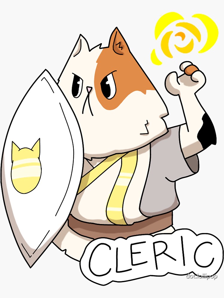 "DnD Kitty Classes: Cat Cleric" Sticker by lollipoprincess | Redbubble