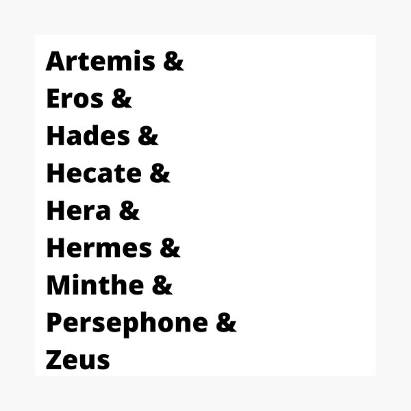 "Lore Olympus Main Characters Alphabetical Order; Artemis, Eros, Hades ...