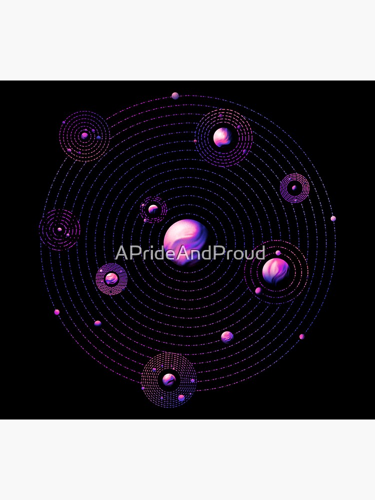 "LGBTQ Pride Solar System Planets Genderfluid Dark" Sticker for Sale by ...