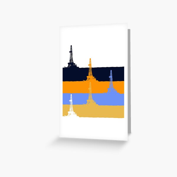 "Oil Drilling Rigs - Orange and Blue" Greeting Card by Katexdes | Redbubble