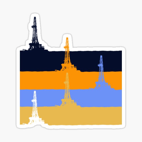"Oil Drilling Rigs - Orange and Blue" Sticker for Sale by Katexdes ...