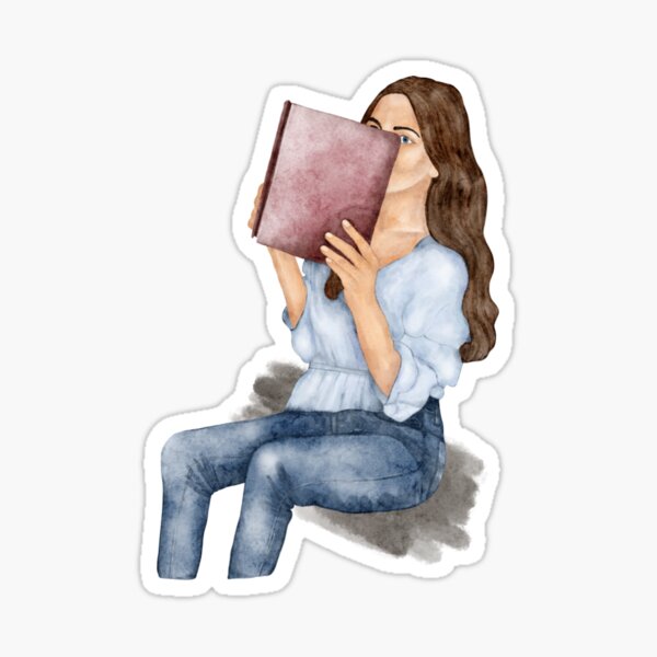 " BOOK OVER THE SHOULDER" Sticker by DiscoVibes | Redbubble