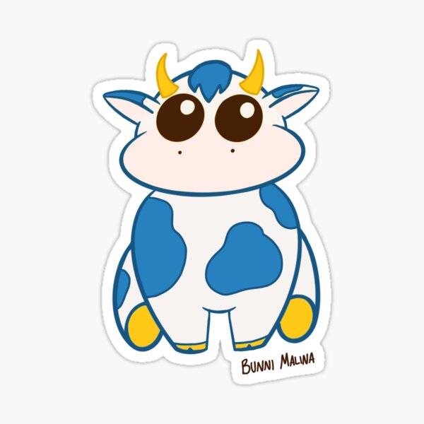 "Blue Moo" Sticker by littlebundraws | Redbubble