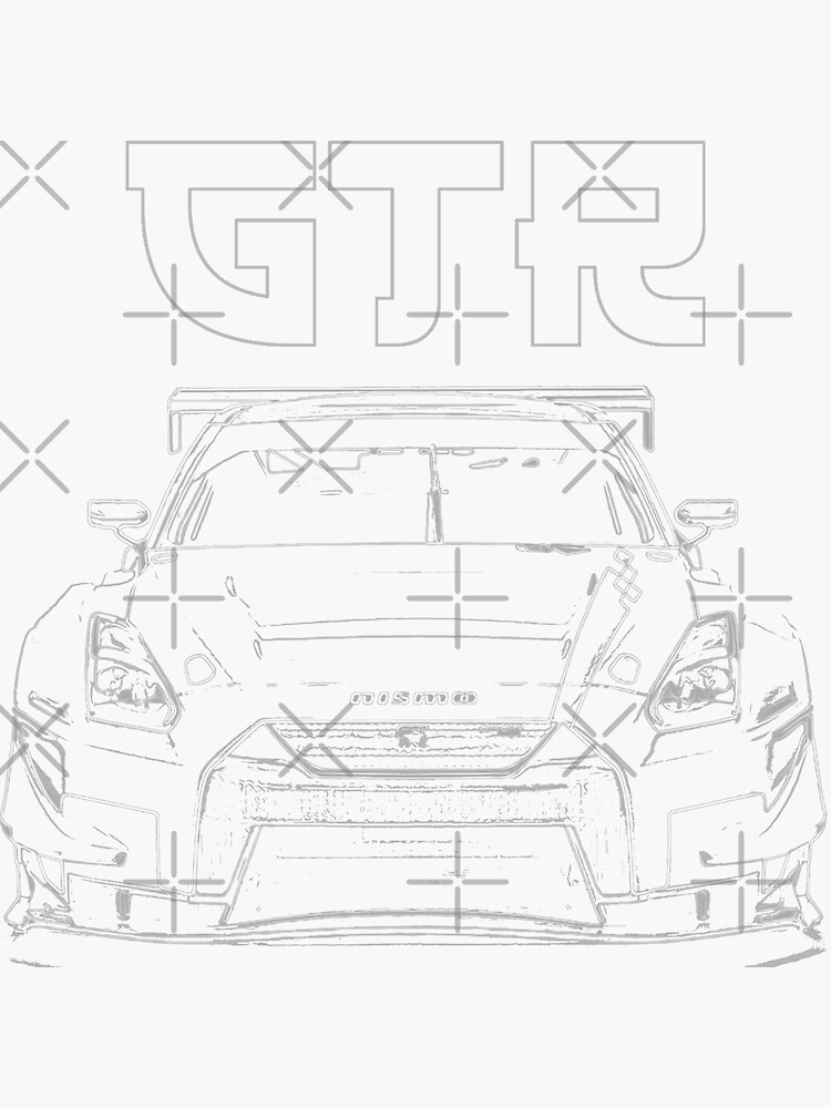 "GTR R35 JDM Line Art Tuner Drift Racing " Sticker by FromThe8Tees ...