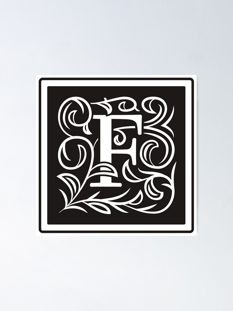 Póster «Art Nouveau letra F, adorno de letra de monograma, letra ...