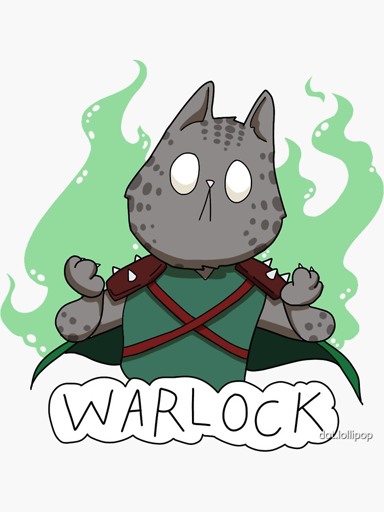 "DnD Kitty Classes: Cat Warlock" Sticker by lollipoprincess | Redbubble