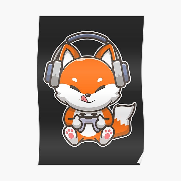 "Cute Gaming Fox Video Game Computer Videogame PC Kawaii Anime Fox ...