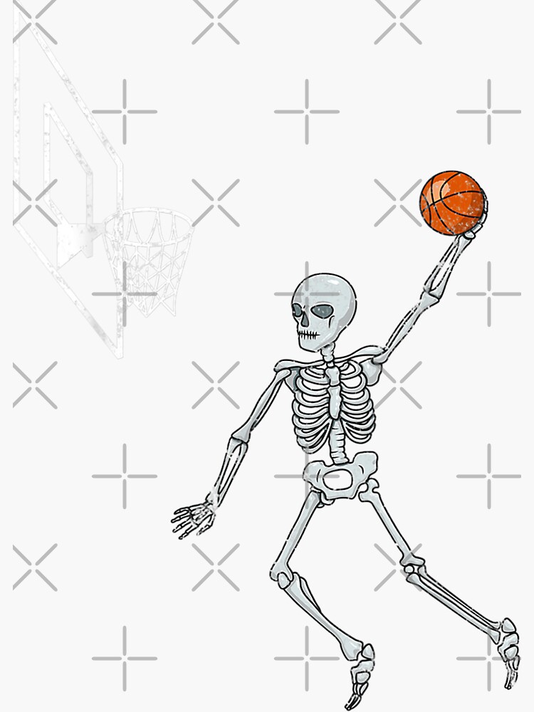 "Vintage Skeleton Basketball Player Dunking Hoop Halloween T-Shirt ...