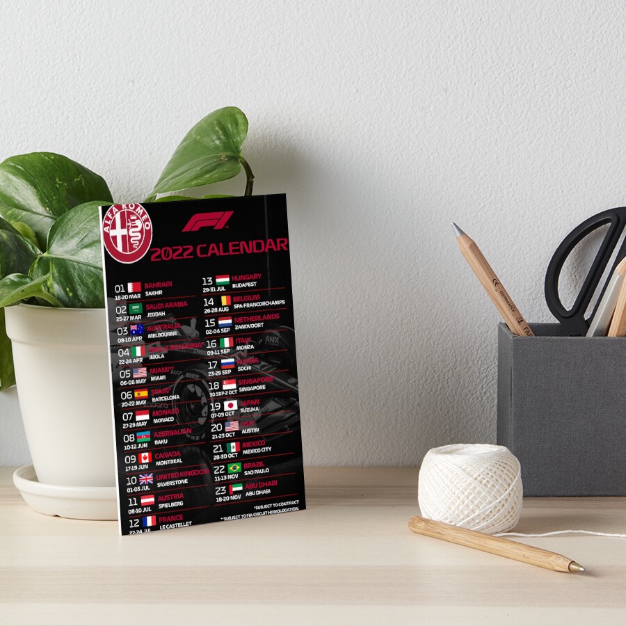 "F1 2022 CALENDAR ALFA ROMEO" Art Board Print by Kuico-F1-Box | Redbubble