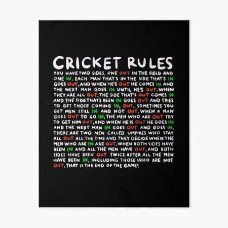 "Cricket Rules (Hand-Written) Cricket World Cup Poster Sticker" Art ...