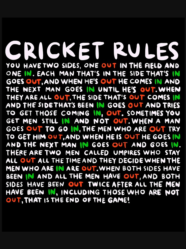 "Cricket Rules (Hand-Written) Cricket World Cup Poster Sticker" T-shirt ...