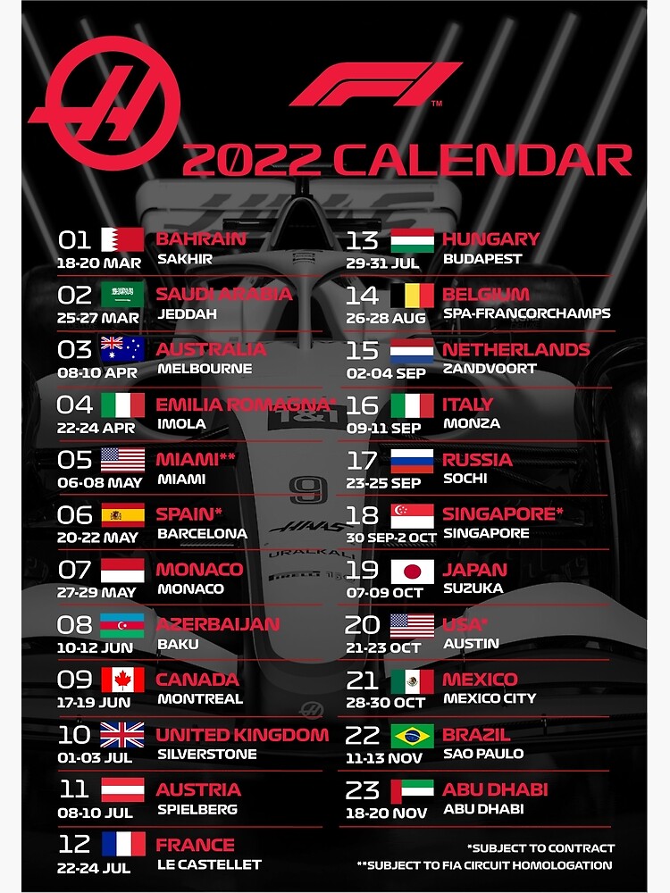 "F1 CALENDAR 2022 HAAS" Poster for Sale by Kuico-F1-Box | Redbubble