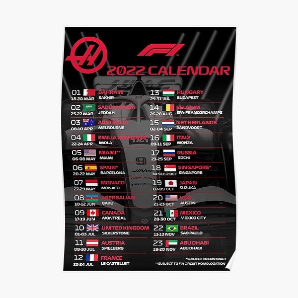 "F1 CALENDAR 2022 HAAS" Poster for Sale by Kuico-F1-Box | Redbubble