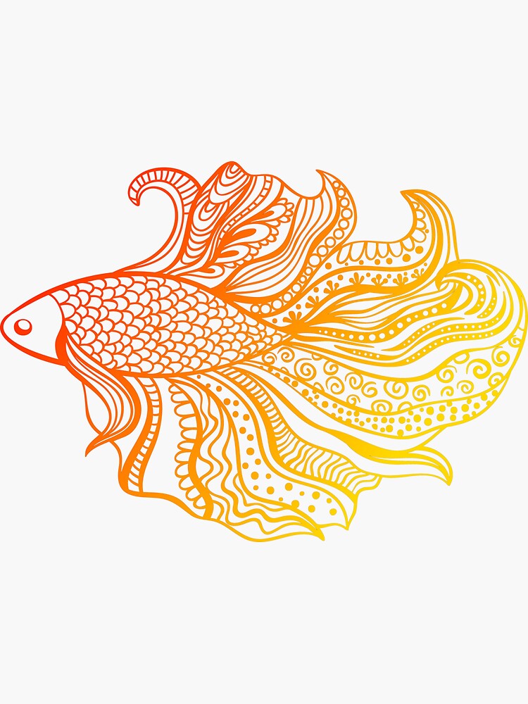"Betta Fish - Sunset" Sticker by murkyswamp | Redbubble