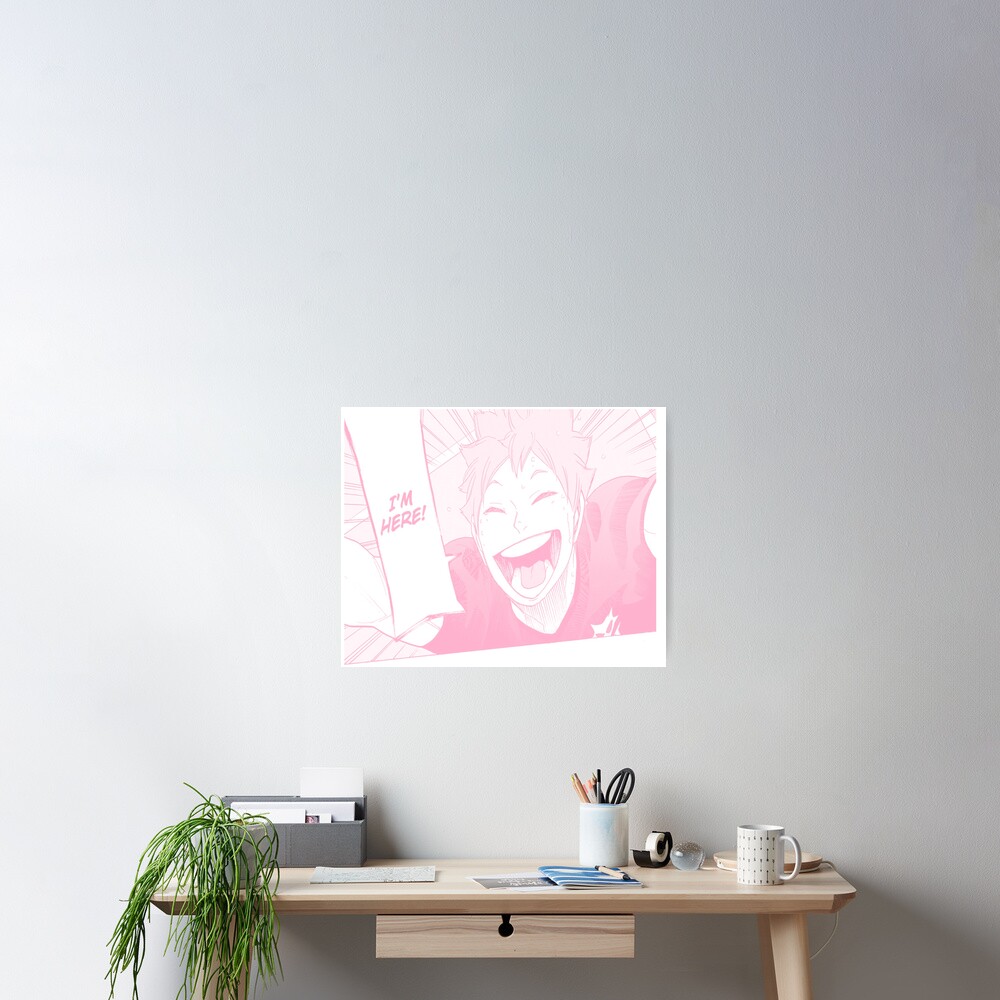 Poster « Haikyuu Hinata Shoyo Im here post-time skip pink manga panel ...