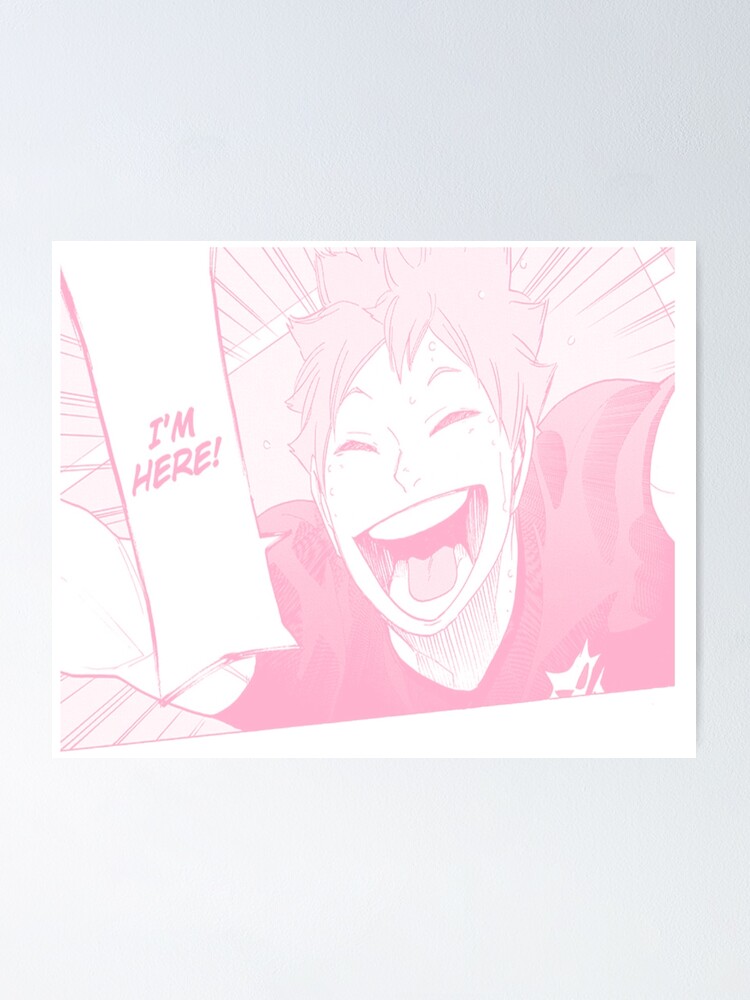 "Haikyuu Hinata Shoyo Im here post-time skip pink manga panel" Poster ...