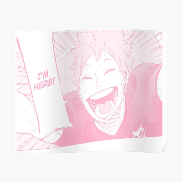 "Haikyuu Hinata Shoyo Im here post-time skip pink manga panel" Poster ...