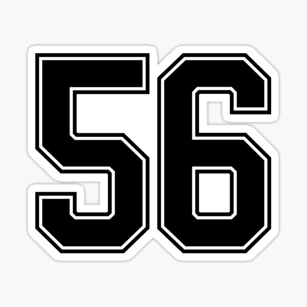 "Black Number 56 lucky sports jersey fifty six" Sticker for Sale by ...