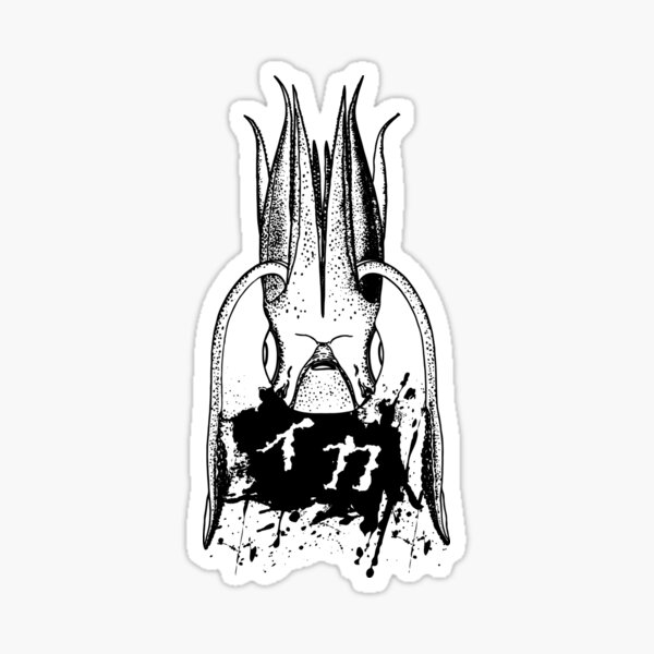 "Squid Head With Ink Splatter (Black And White)" Sticker by BlackVector ...