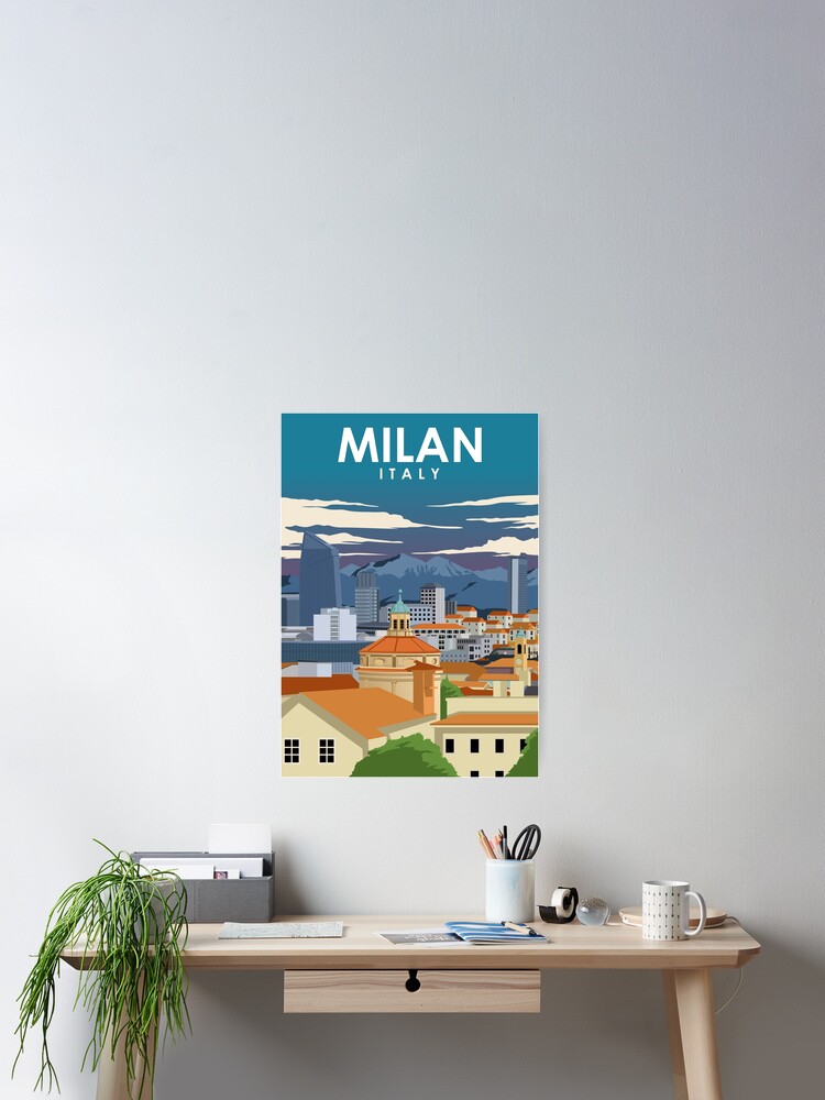 "Milan Italy Vintage Minimal Retro Travel Poster" Poster for Sale by ...
