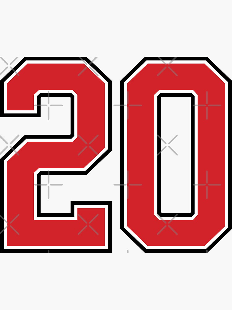 "Sports Number 20, red black color lucky sport twenty" Sticker for Sale ...